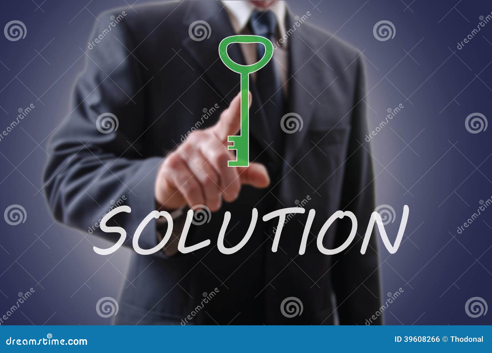 Businessman Indicating the Solution Stock Illustration - Illustration ...