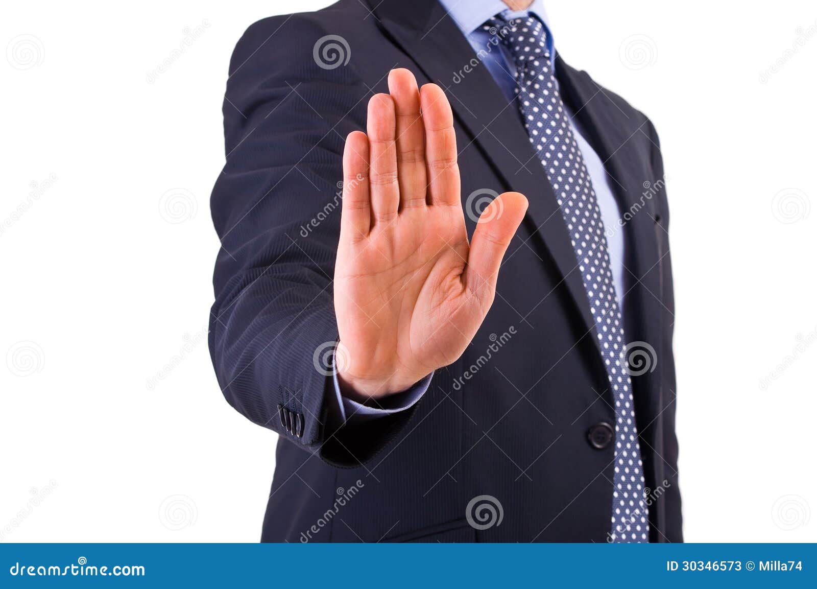 Businessman Indicating Stop with His Hand. Stock Image - Image of ...