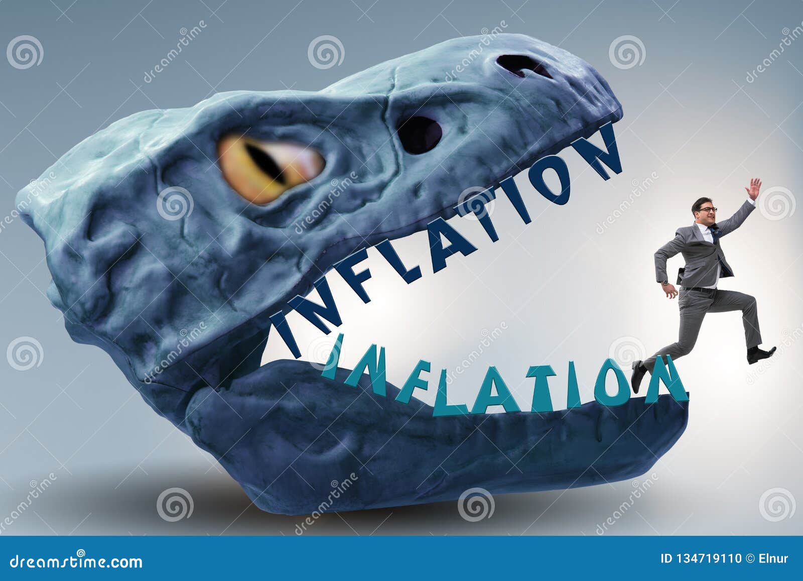 The Businessman in Inflation Business Concept Stock Photo - Image of ...