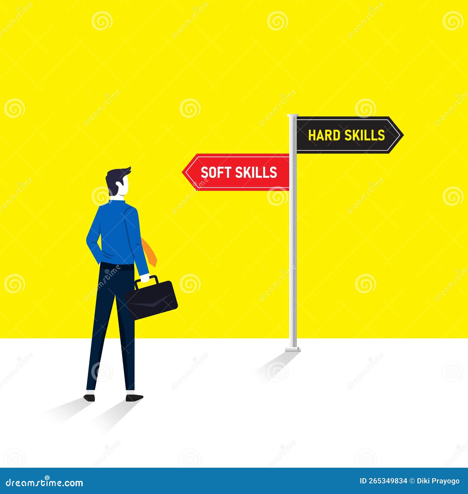 Businessman Infront of Road Signs Indicating Hard Skills and Soft ... Businessman Infront of Road Signs Indicating Hard Skills and Soft ...