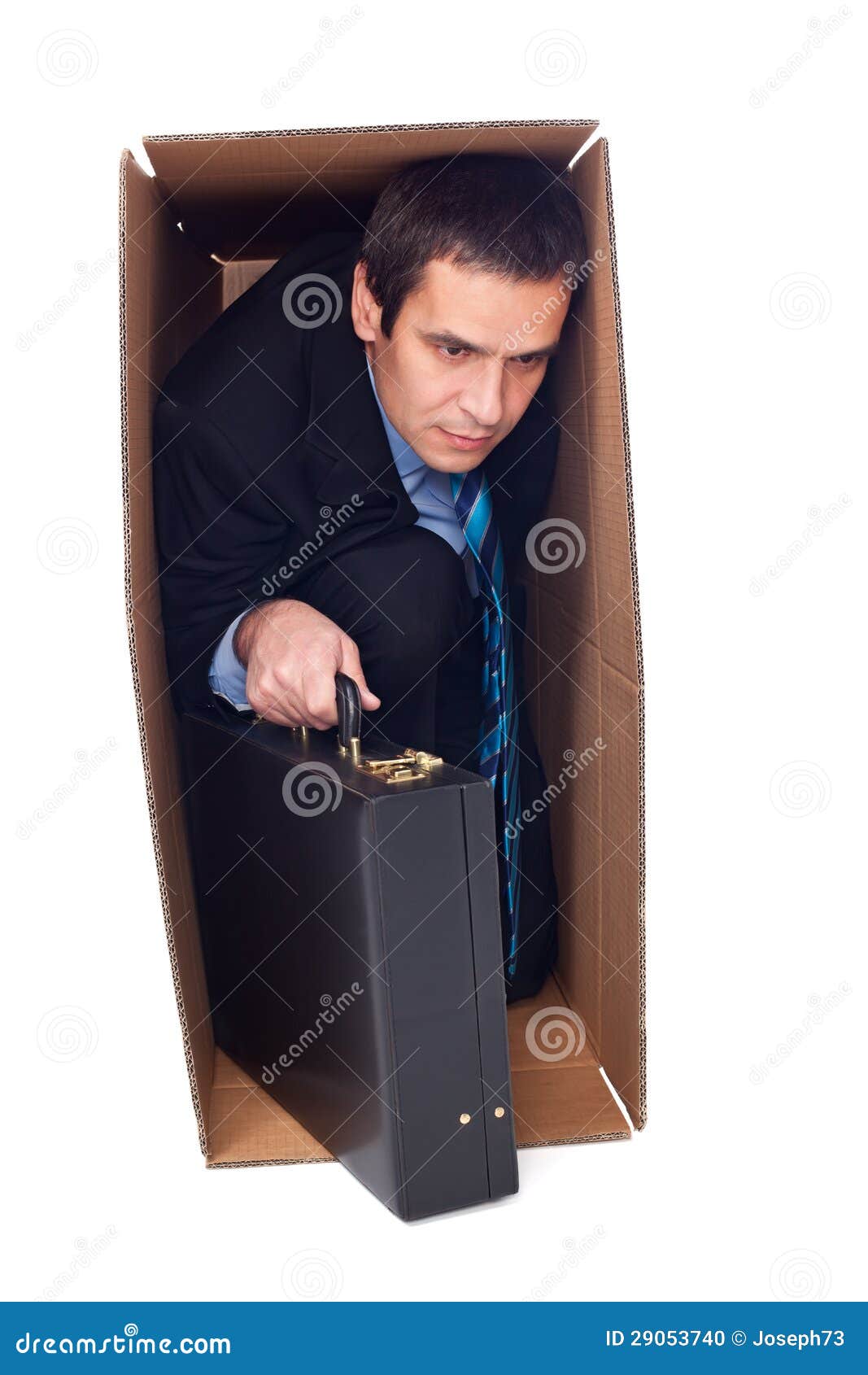 Businessman Inside of a Cardboard Box Stock Photo - Image of concept ...