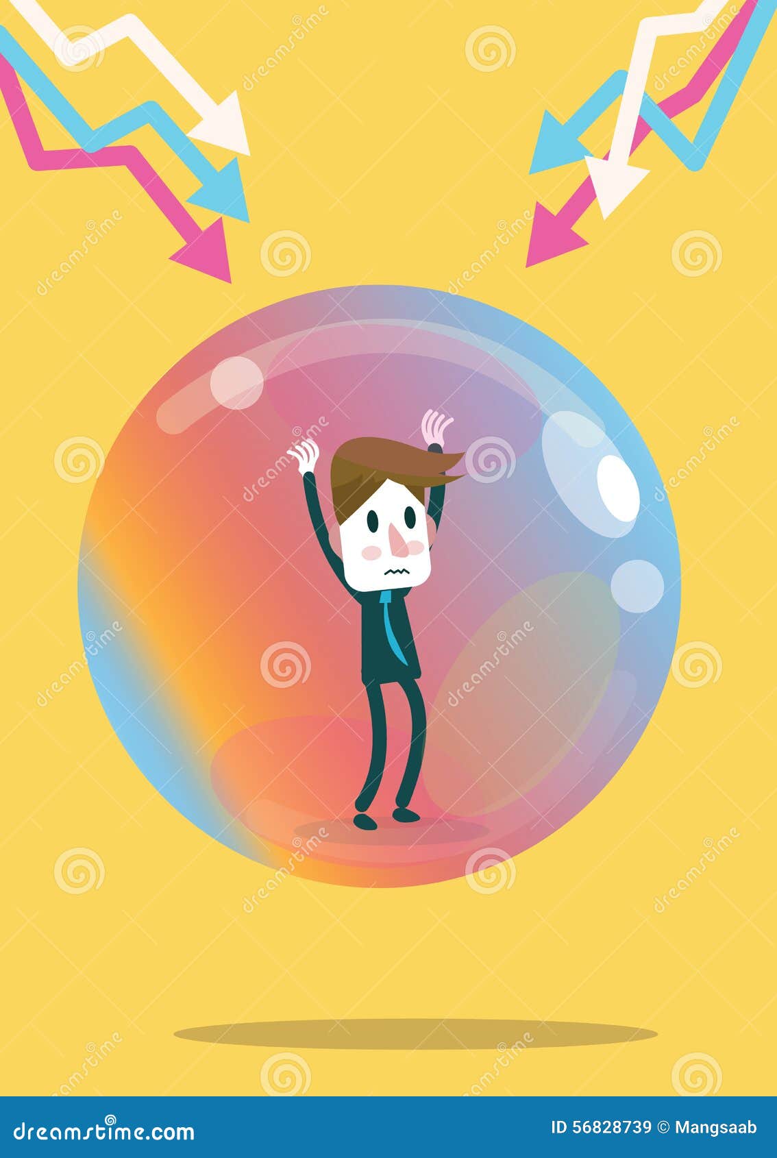 Businessman Inside the Economic Bubble. Stock Vector - Illustration of ...