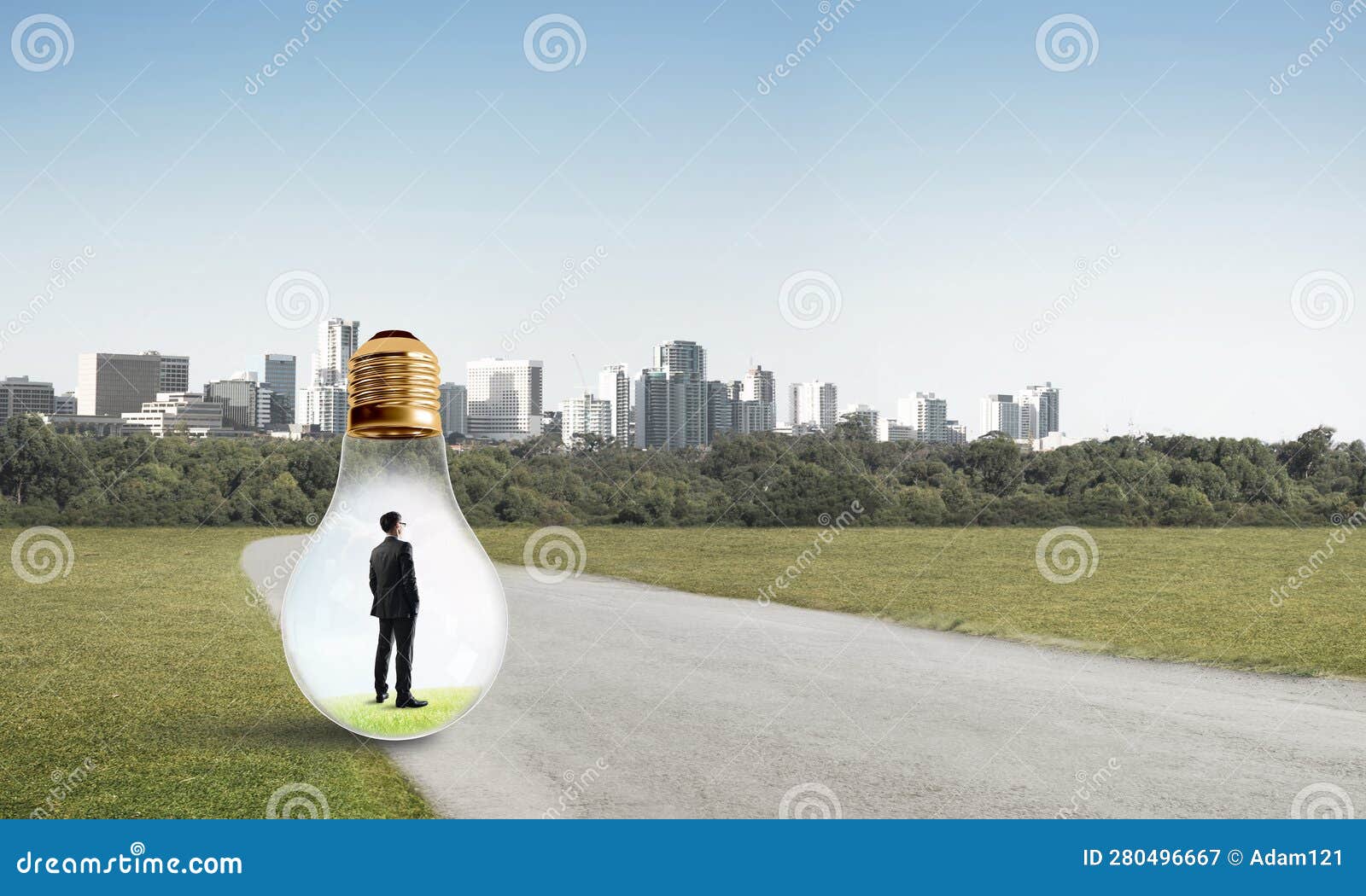 Businessman Inside Light Bulb Stock Image - Image of light, think ...