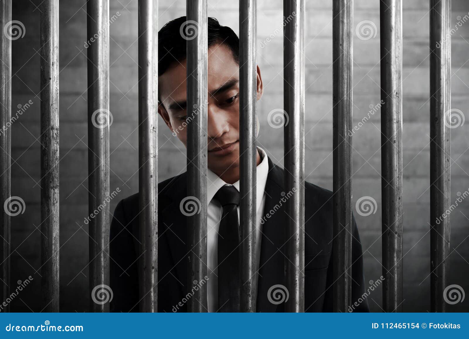 Businessman Inside Prison with Sad Expression Stock Photo - Image of ...