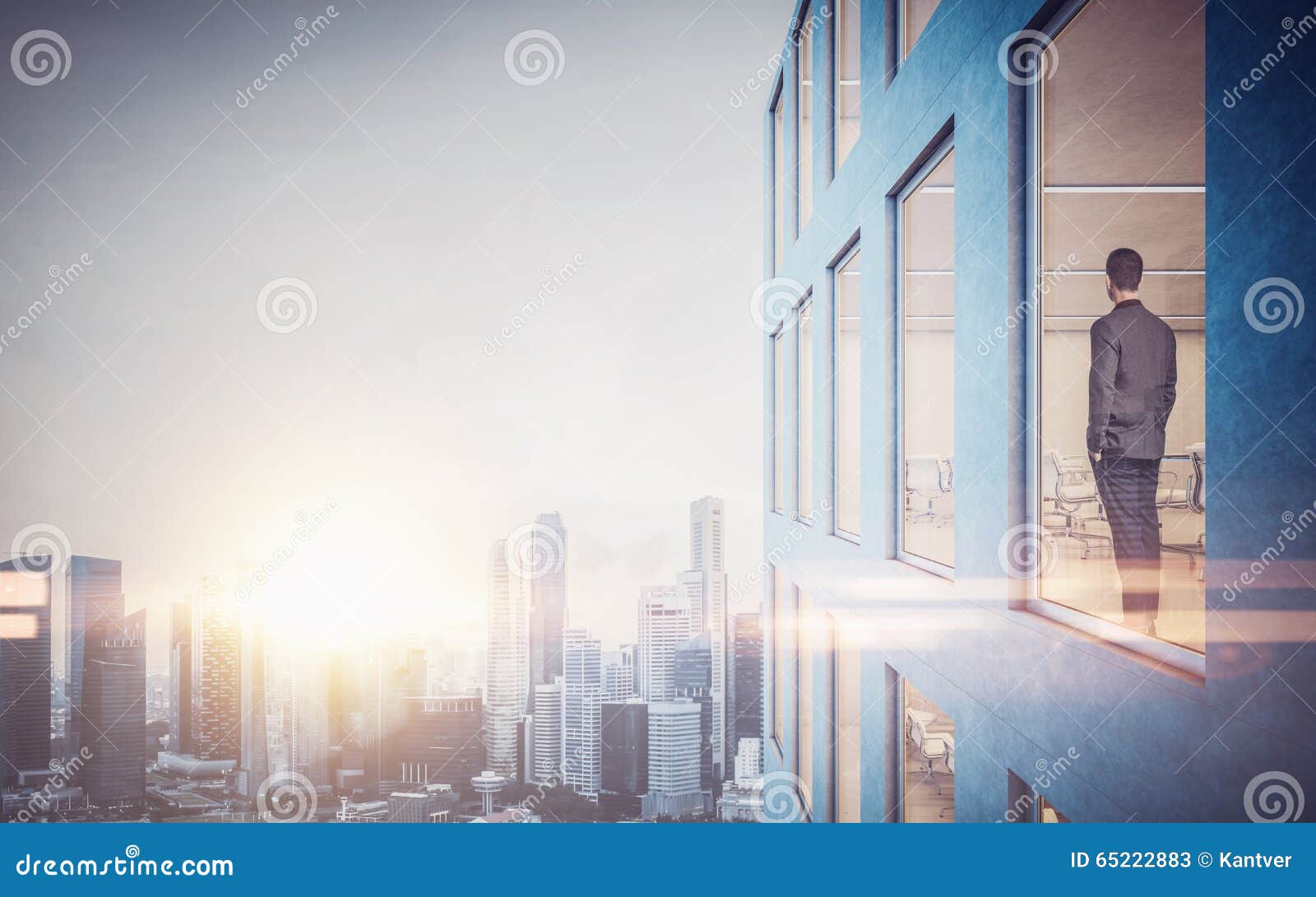 Businessman Inside Skyscraper, Lookng at the City Stock Image - Image ...