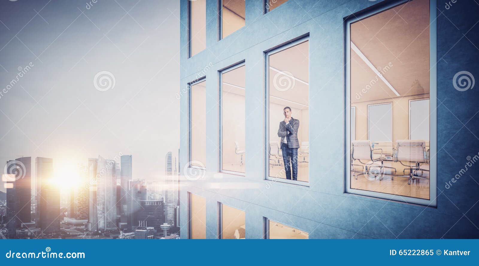 Businessman Inside Skyscraper Lookng City Stock Photos - Free & Royalty ...