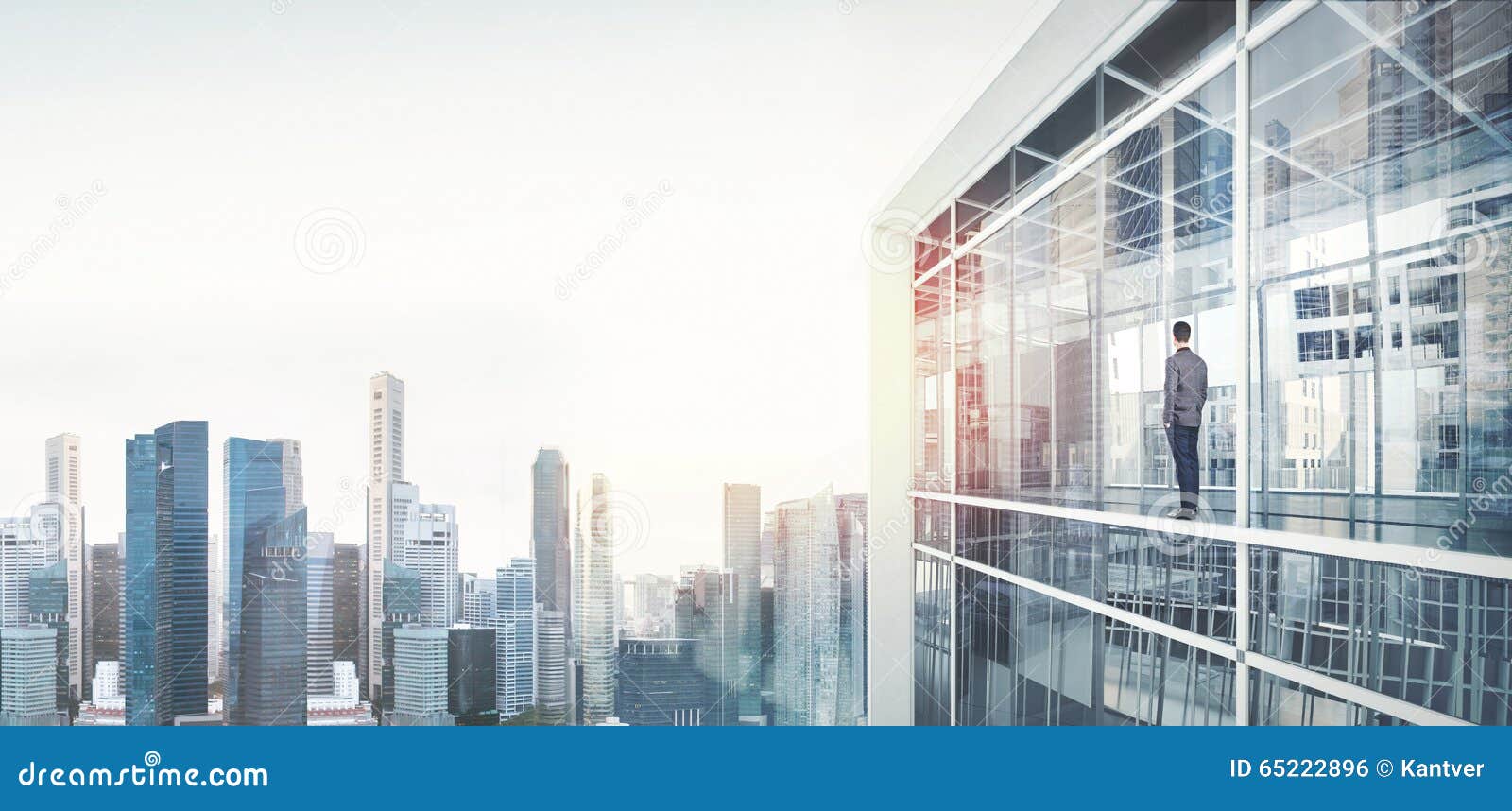 Businessman Inside Skyscraper, Lookng at the City Stock Photo - Image ...