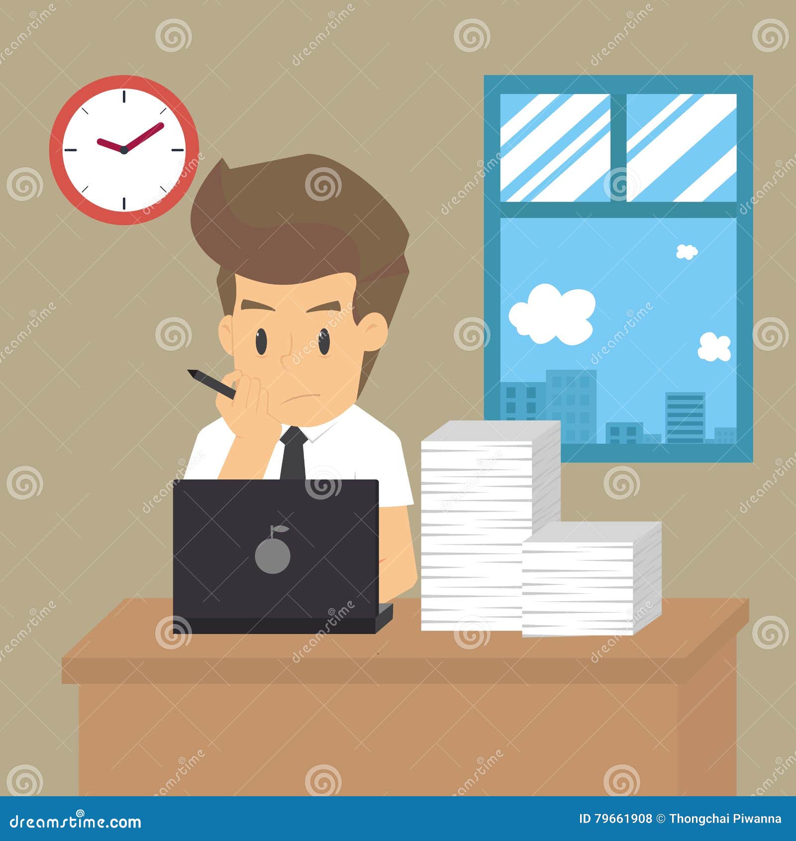 Businessman intend to work stock vector. Illustration of character ...