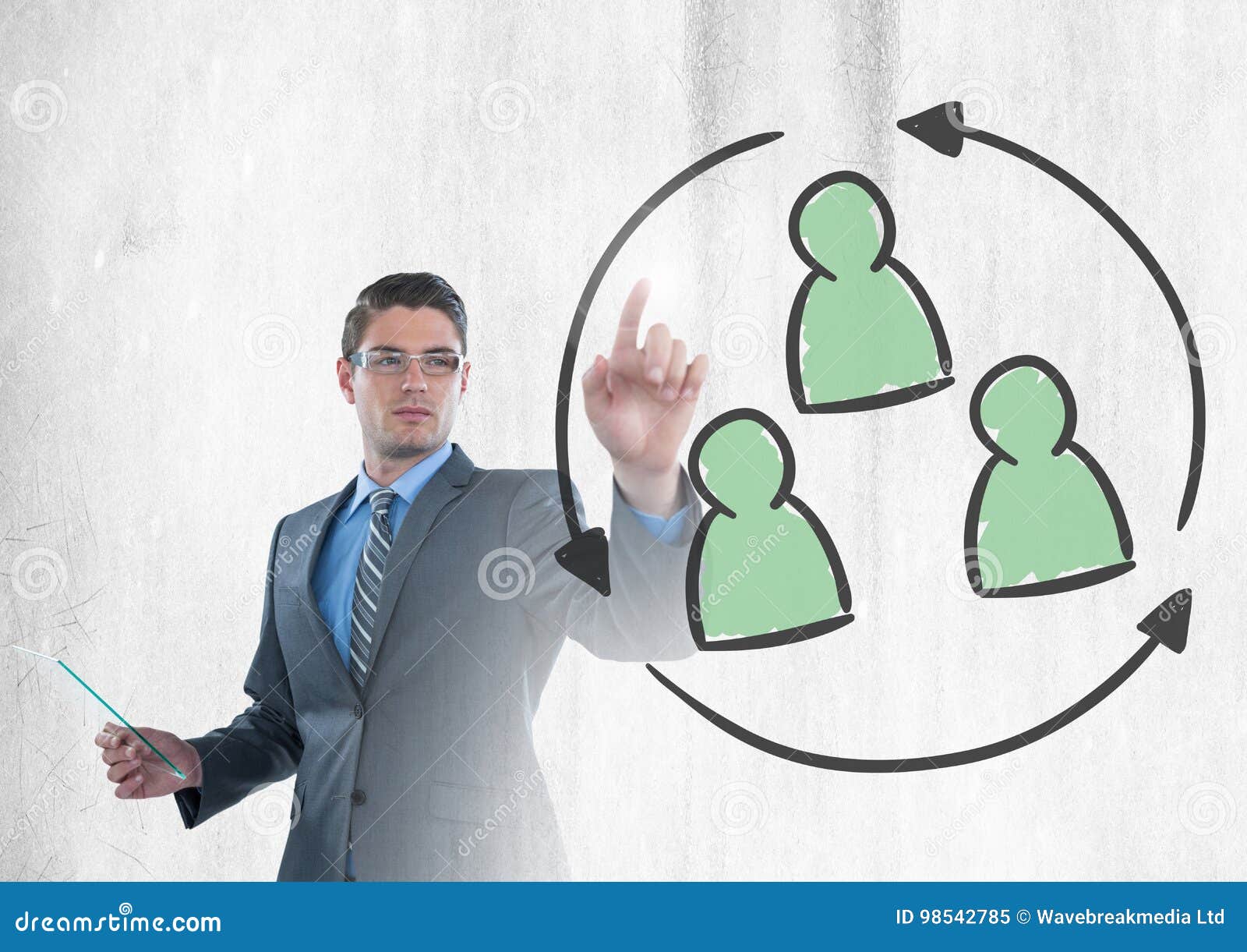 Businessman Interacting and Choosing Group of People Refresh Icon Stock ...