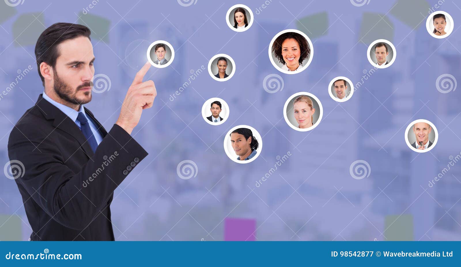 Businessman Interacting and Choosing a Person from Group of People ...