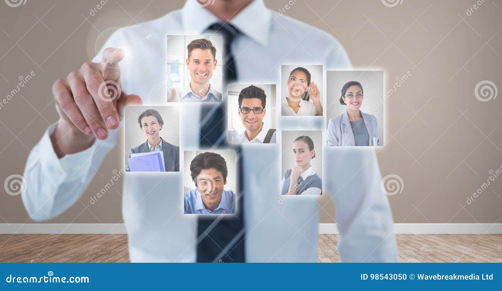 Businessman Interacting and Choosing a Person from Group of People ...