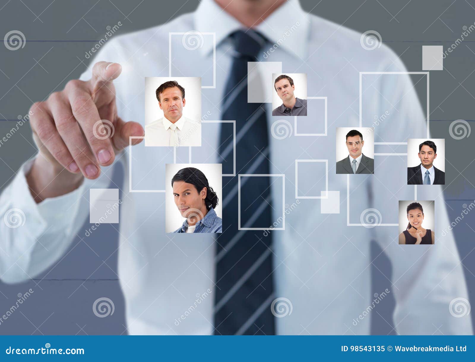 Businessman Interacting and Choosing a Person from Group of People ...