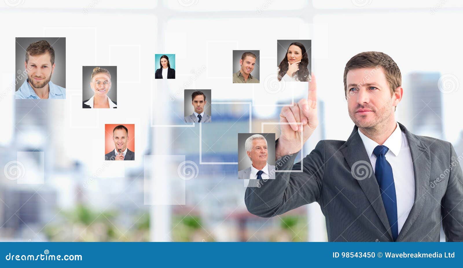 Businessman Interacting and Choosing a Person from Group of People ...