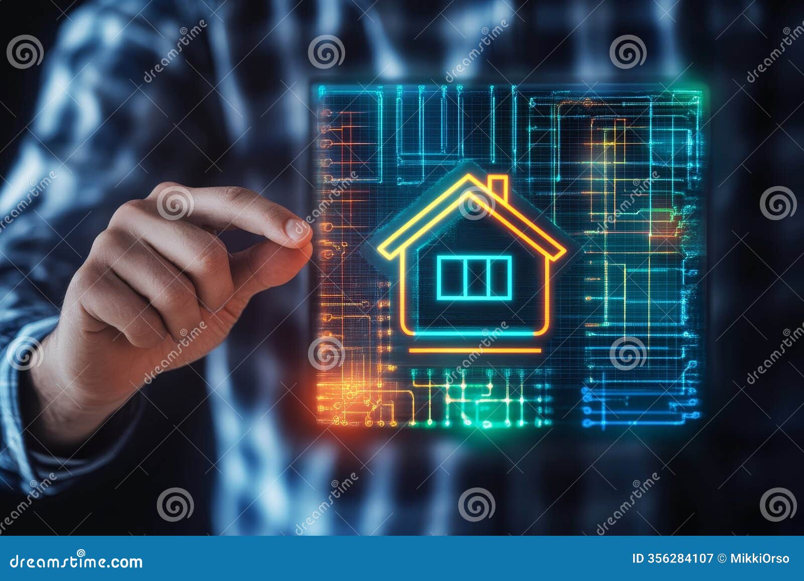 Businessman Interacting with Energy Efficiency Icon on Virtual Screen ...