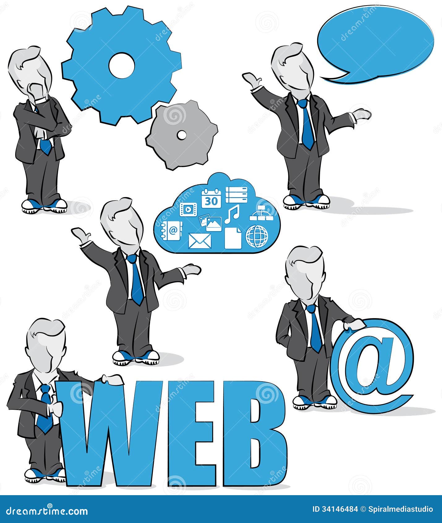 Businessman and internet stock vector. Illustration of cloud - 34146484