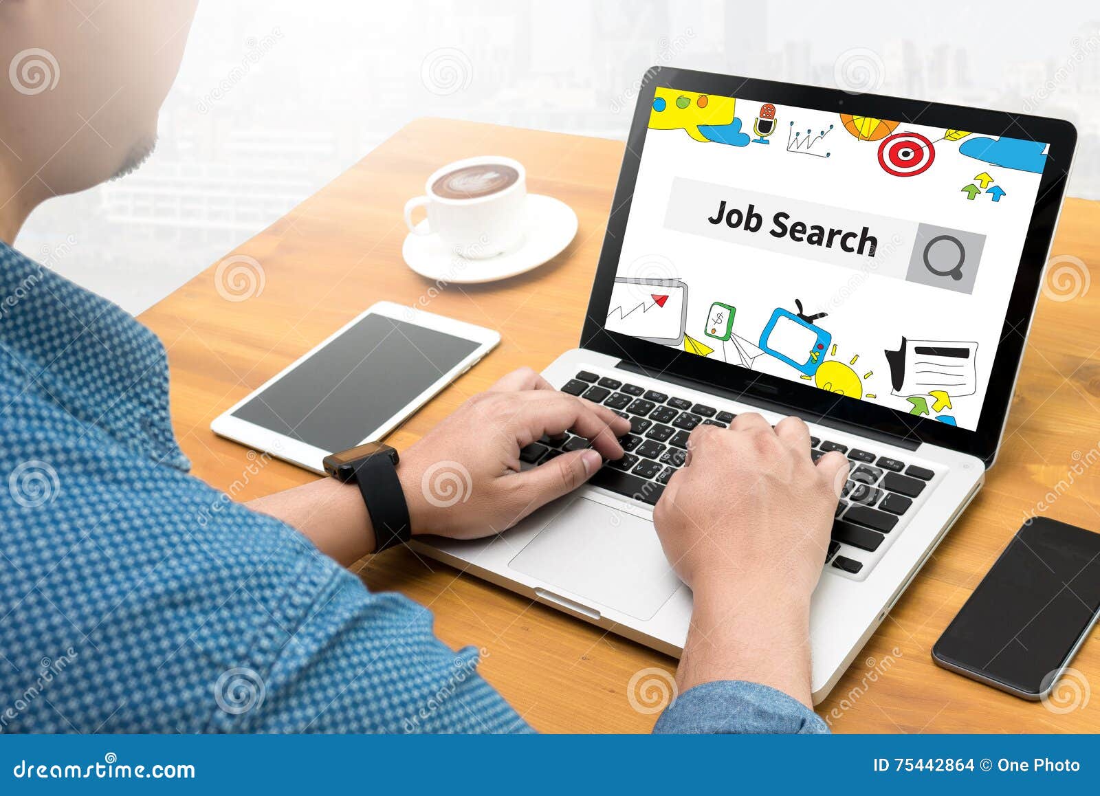 Businessman Internet Online Job Search Stock Photo - Image of office ...