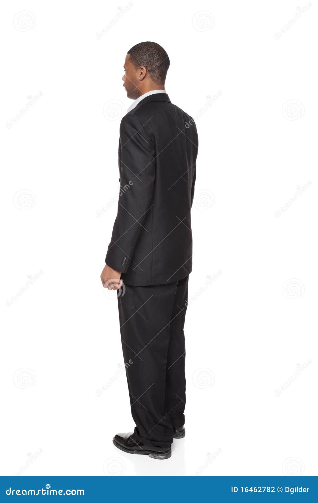 Businessman Isolated on White Rear View Stock Photo - Image of facing ...