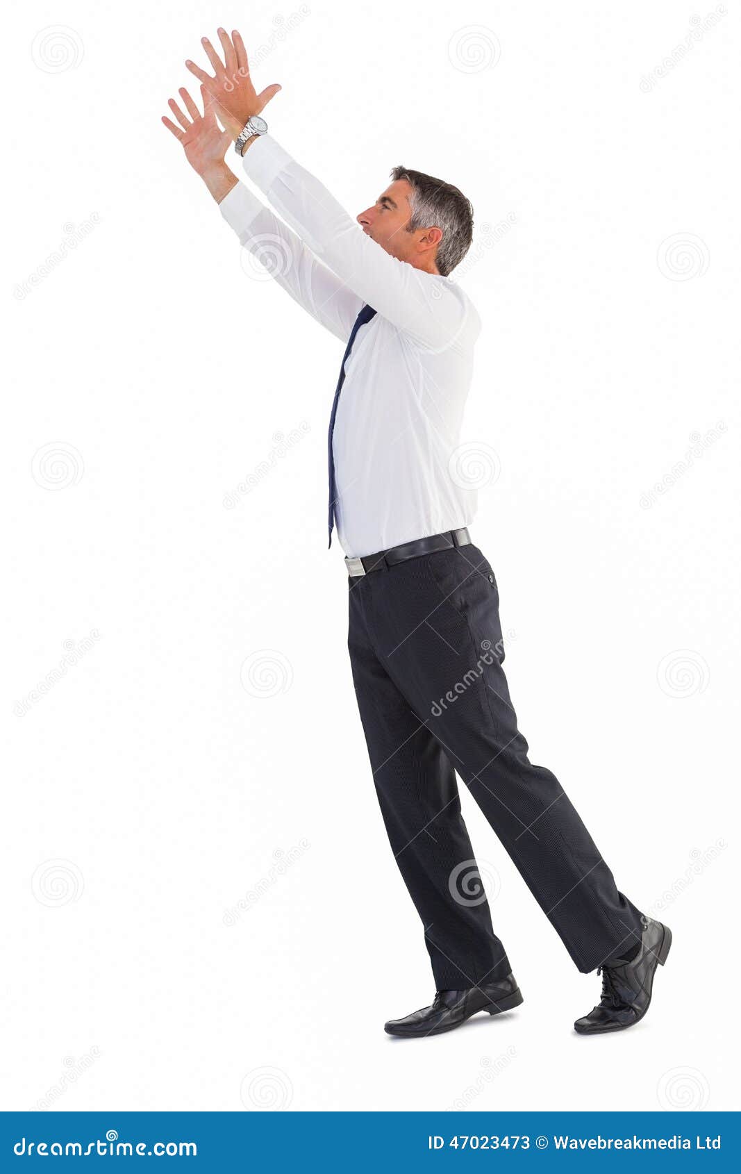 Businessman without Jacket Catching Something Stock Image - Image of ...