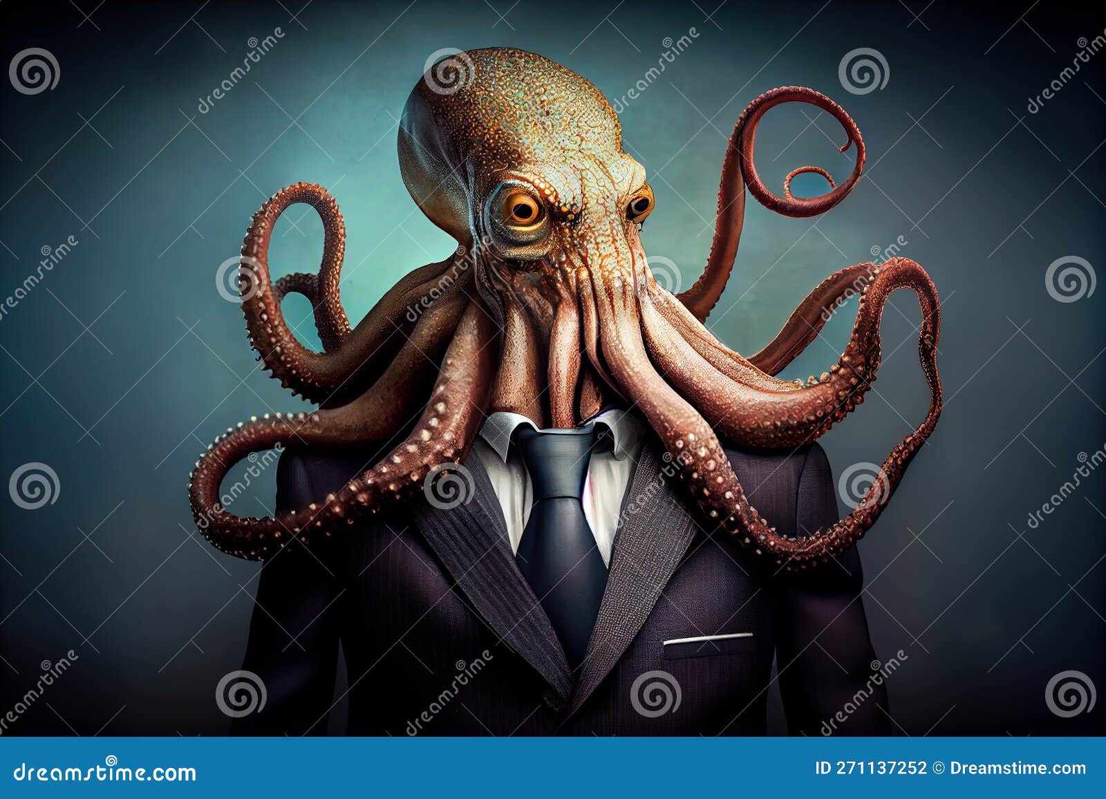 Businessman in a Jacket with an Octopus Head. Generative AI, Generative ...