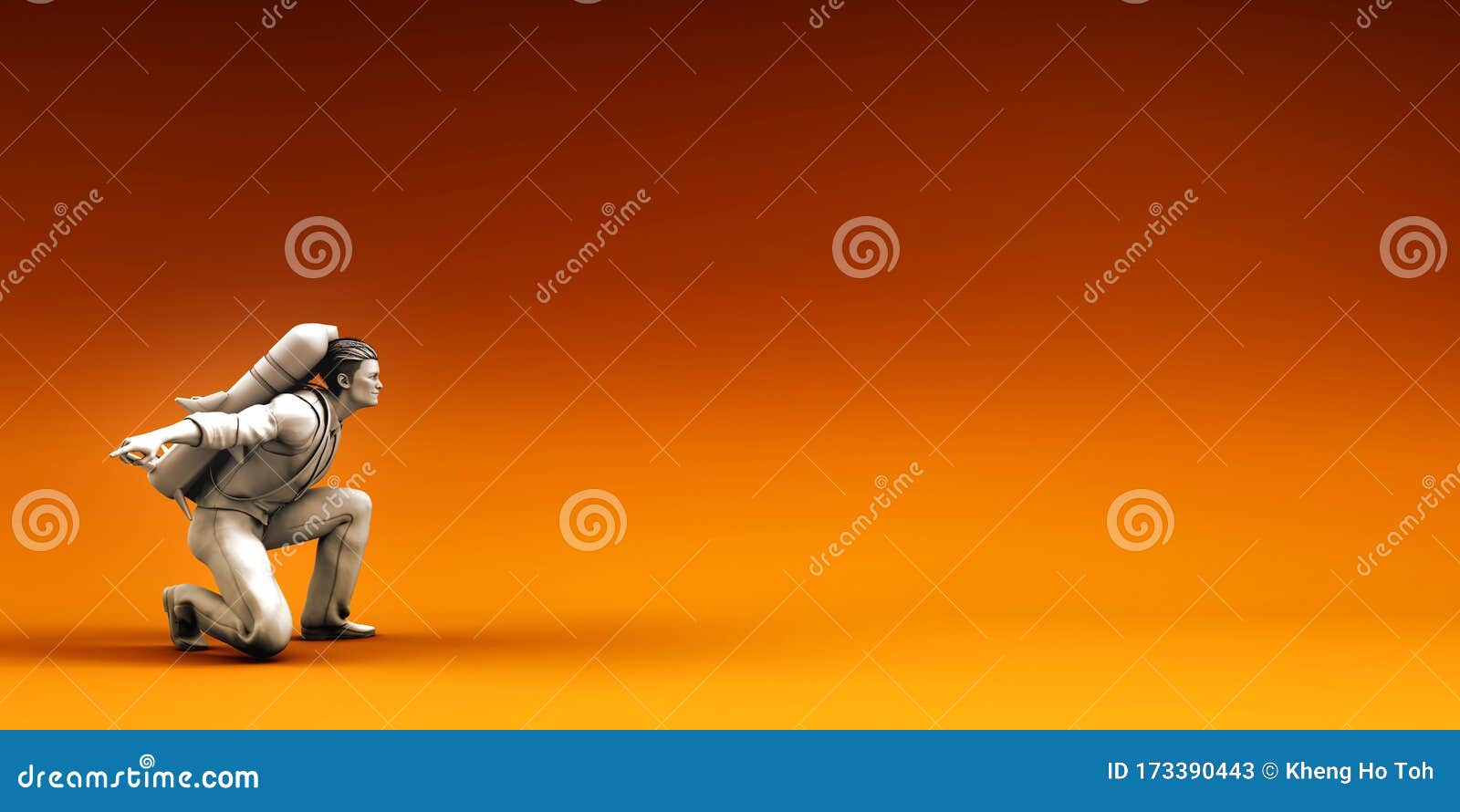 Jetpack Launching Fire Flame Futuristic Device For Flying Front Side ...