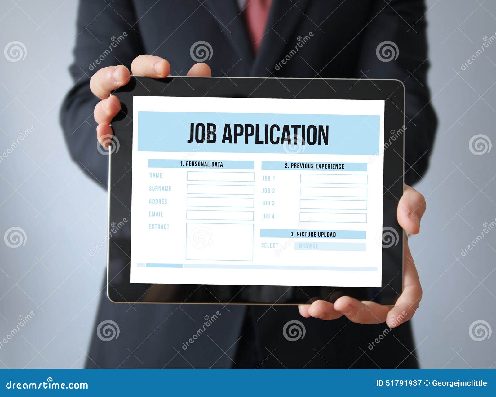 Businessman with Job Application on a Tablet Stock Illustration ...