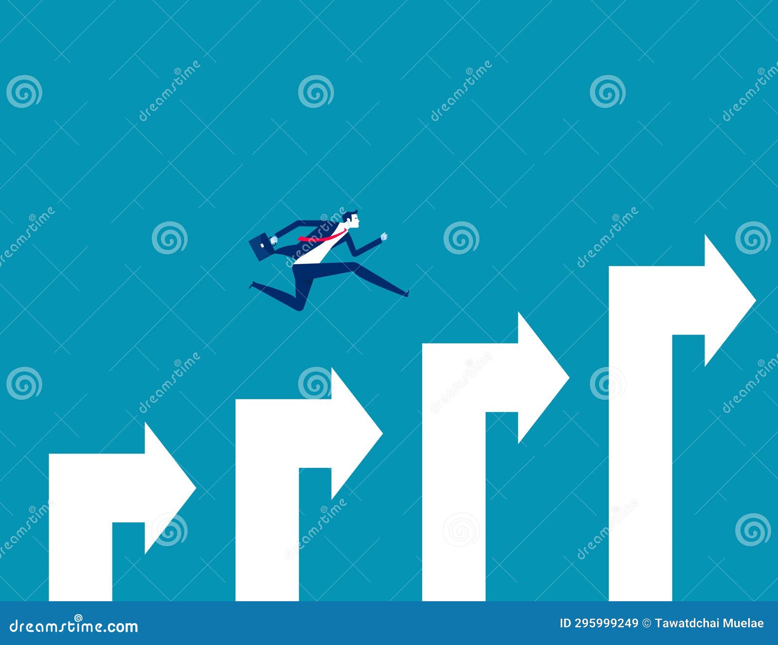 Businessman Jump on Graph Columns. Ambition and Success Concept Stock ...