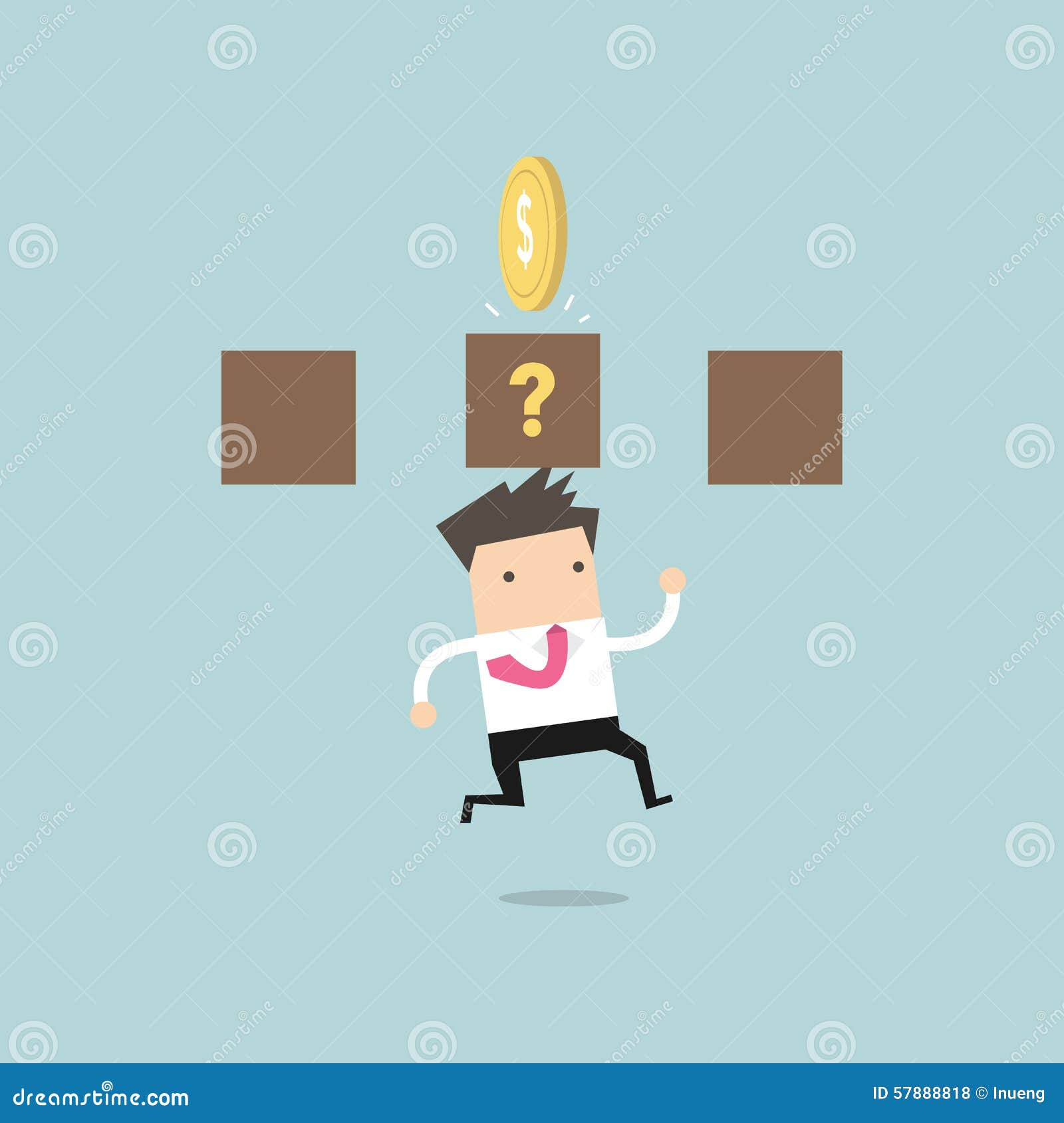 Businessman Jump and Hit a Coin Box Stock Vector - Illustration of ...