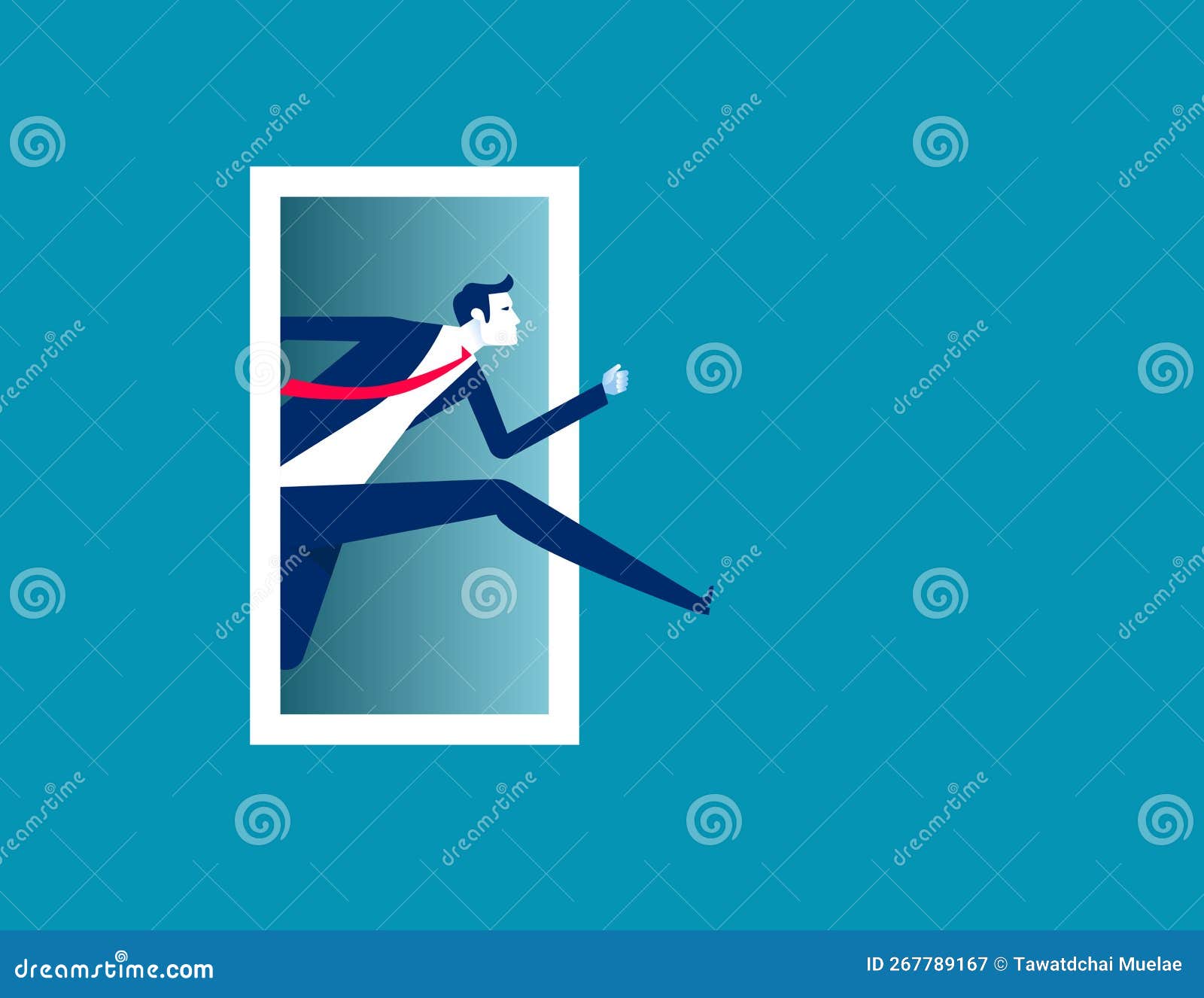 Businessman Jump Outside the Frame. Business Think Outside Vector ...