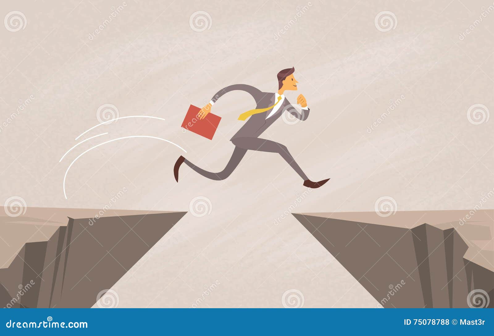 Businessman Jump Over Cliff Gap Mountain Stock Vector - Illustration of ...