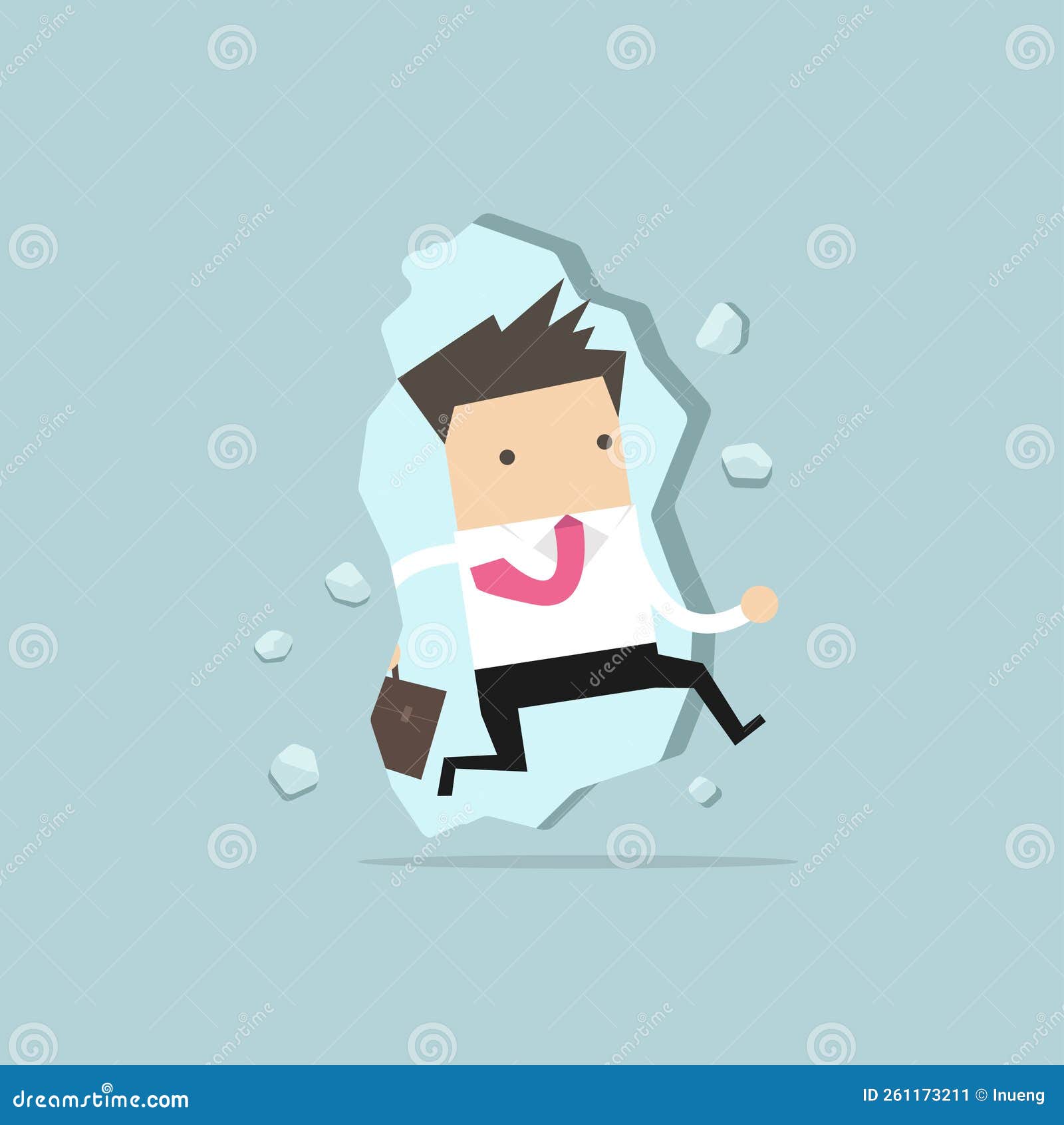 Businessman Jump To Breakthrough the Wall for Freedom. Stock Vector ...