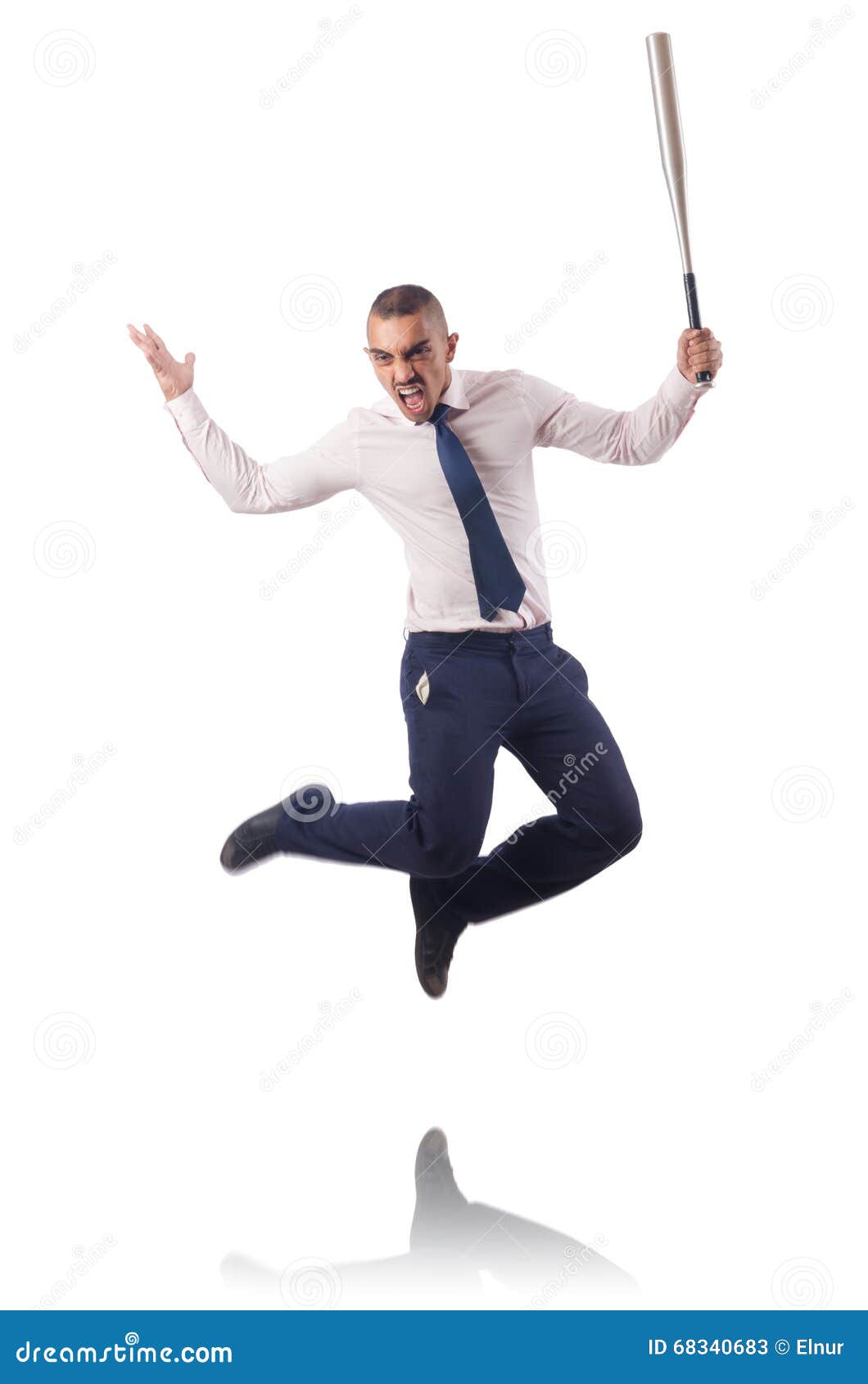 The Businessman Jumping with Baseball Bat Stock Image - Image of club ...