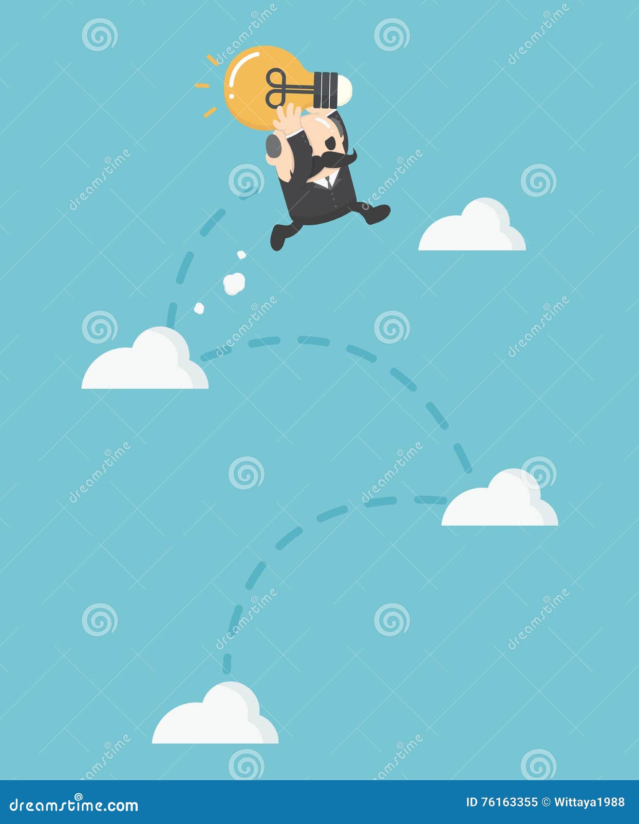 Businessman Jumping on Cloud. Growth Concept Stock Vector ...