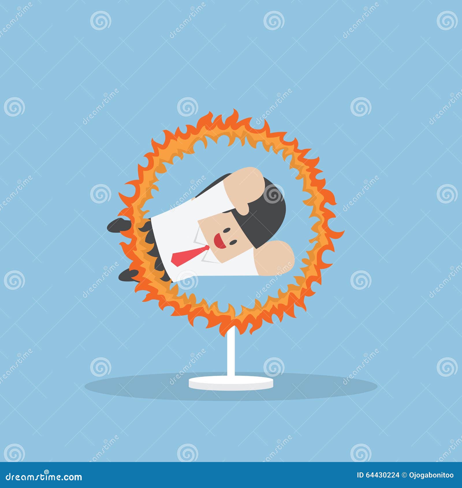 Businessman Jumping through the Fire Hoop Stock Vector - Illustration ...