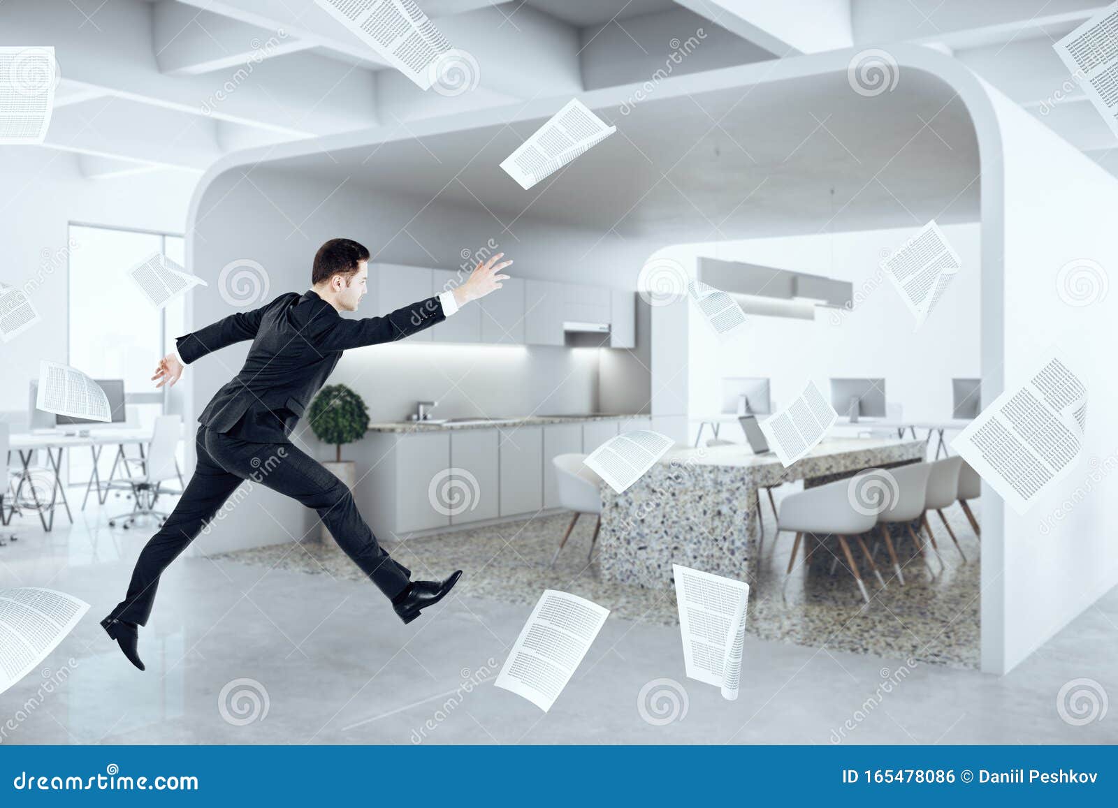 Businessman Jumping in Office Stock Photo - Image of businessman, glass ...