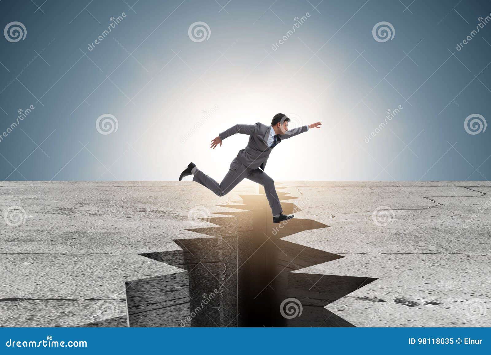The Businessman Jumping Over the Cliff Stock Image - Image of jump ...