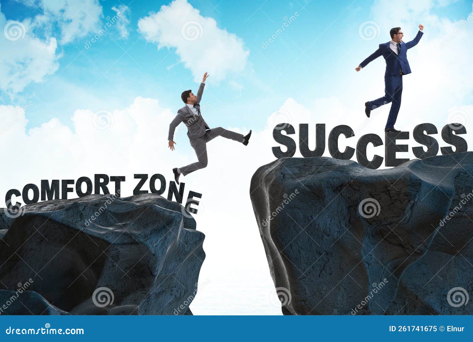 Businessman Jumping Over Cliff in the Concept Stock Image - Image of ...