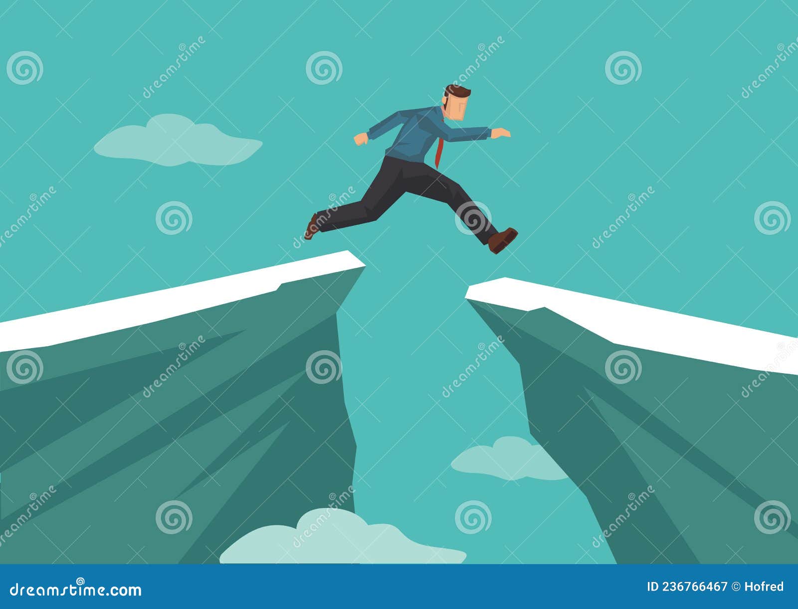 Businessman Jumping Over Cliffs Stock Vector - Illustration of ...