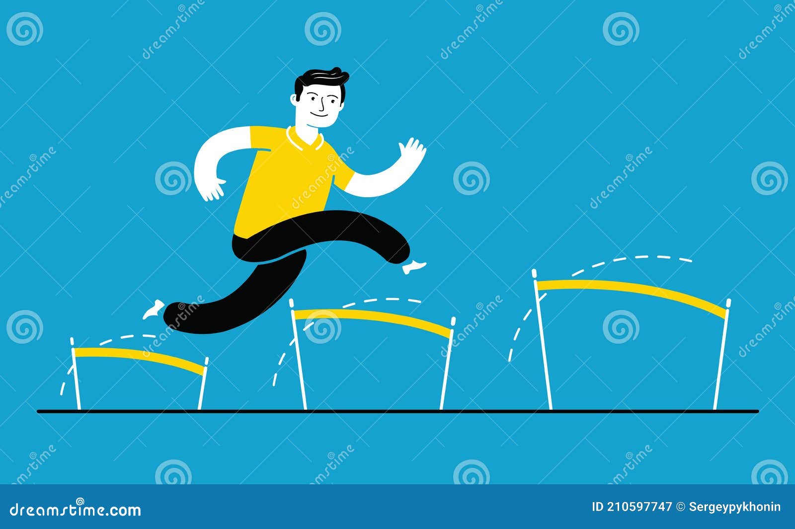 Businessman Jumping Over Hurdle Obstacle. Business Concept Vector ... Businessman Jumping Over Hurdle Obstacle. Business Concept Vector ...