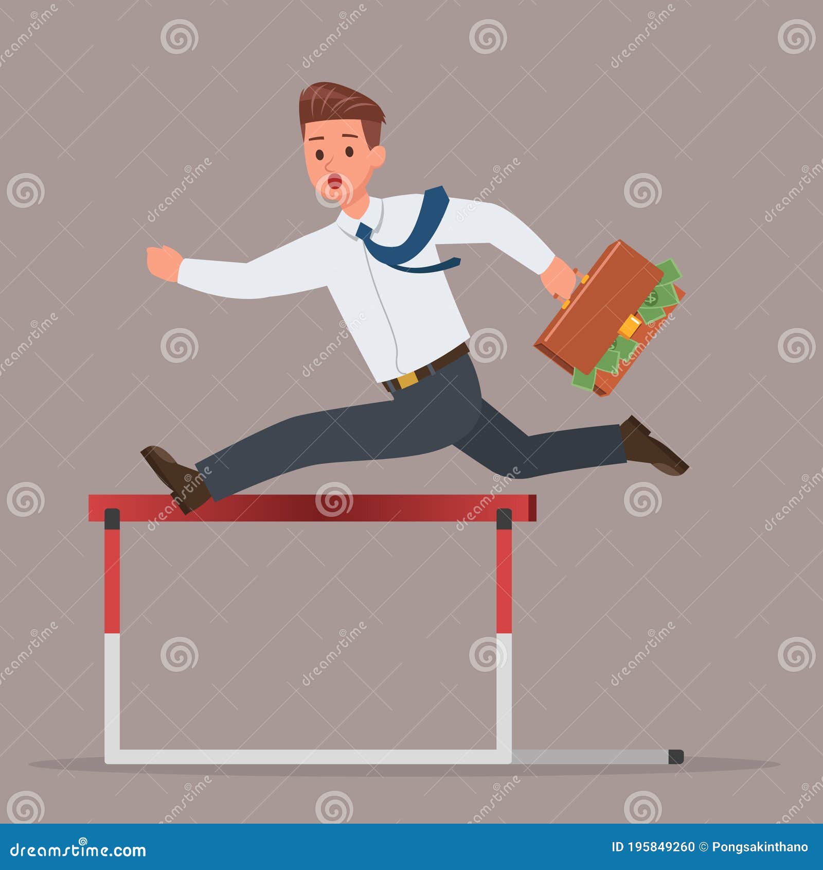 Businessman Jumping Over Hurdle Obstacle Character Vector Design Stock ...