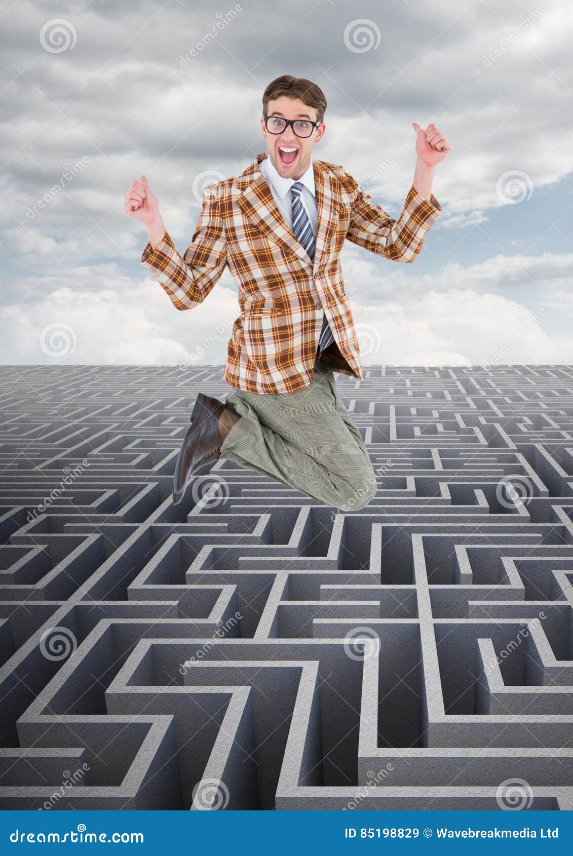 Businessman Jumping Over Maze Stock Image - Image of focus, closeness ...