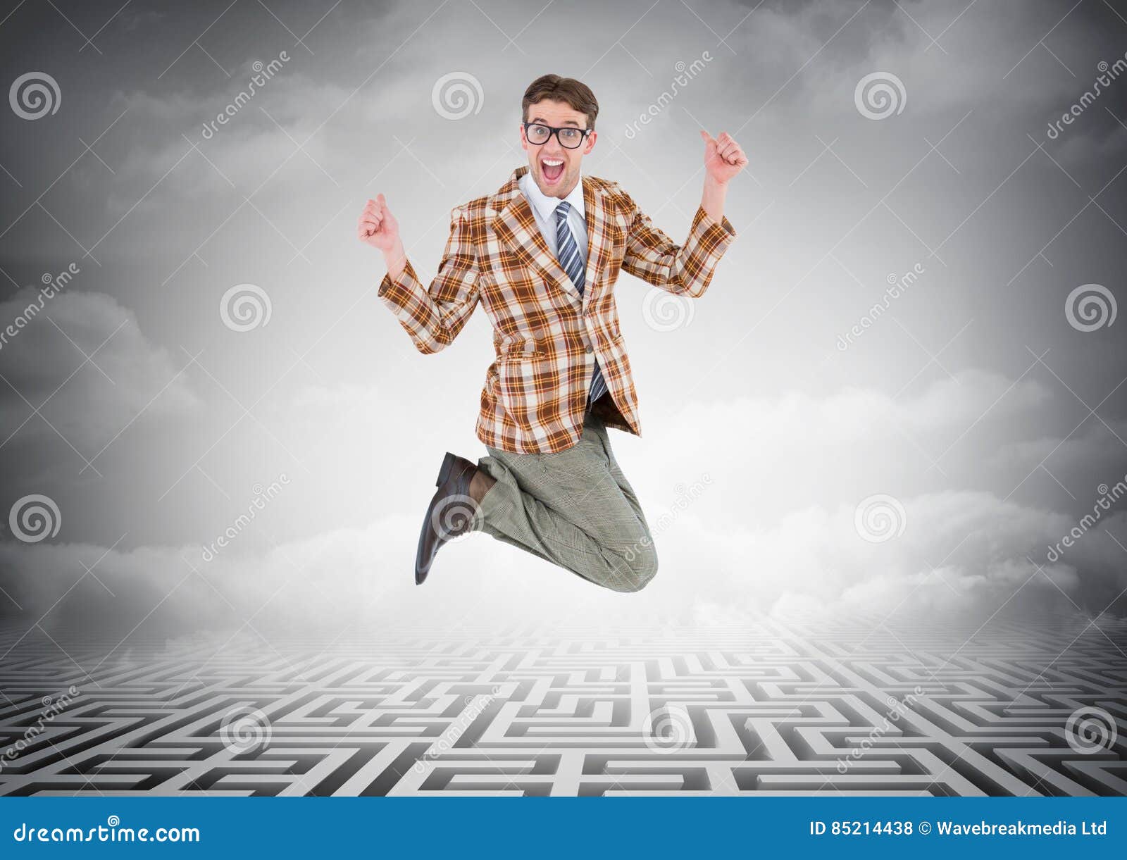 Businessman Jumping Over Maze Stock Photo - Image of grey, flare: 85214438