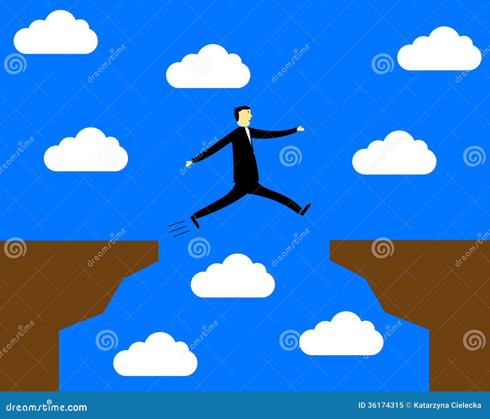 Businessman Jumping Over the Precipice Stock Vector - Illustration of ...