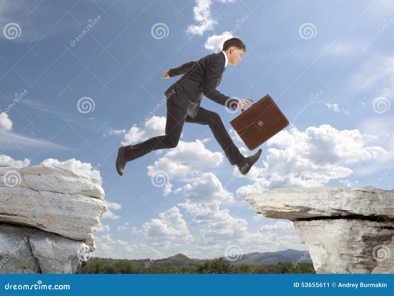 Businessman Jumping Over Rocks Stock Image - Image of high, excited ...
