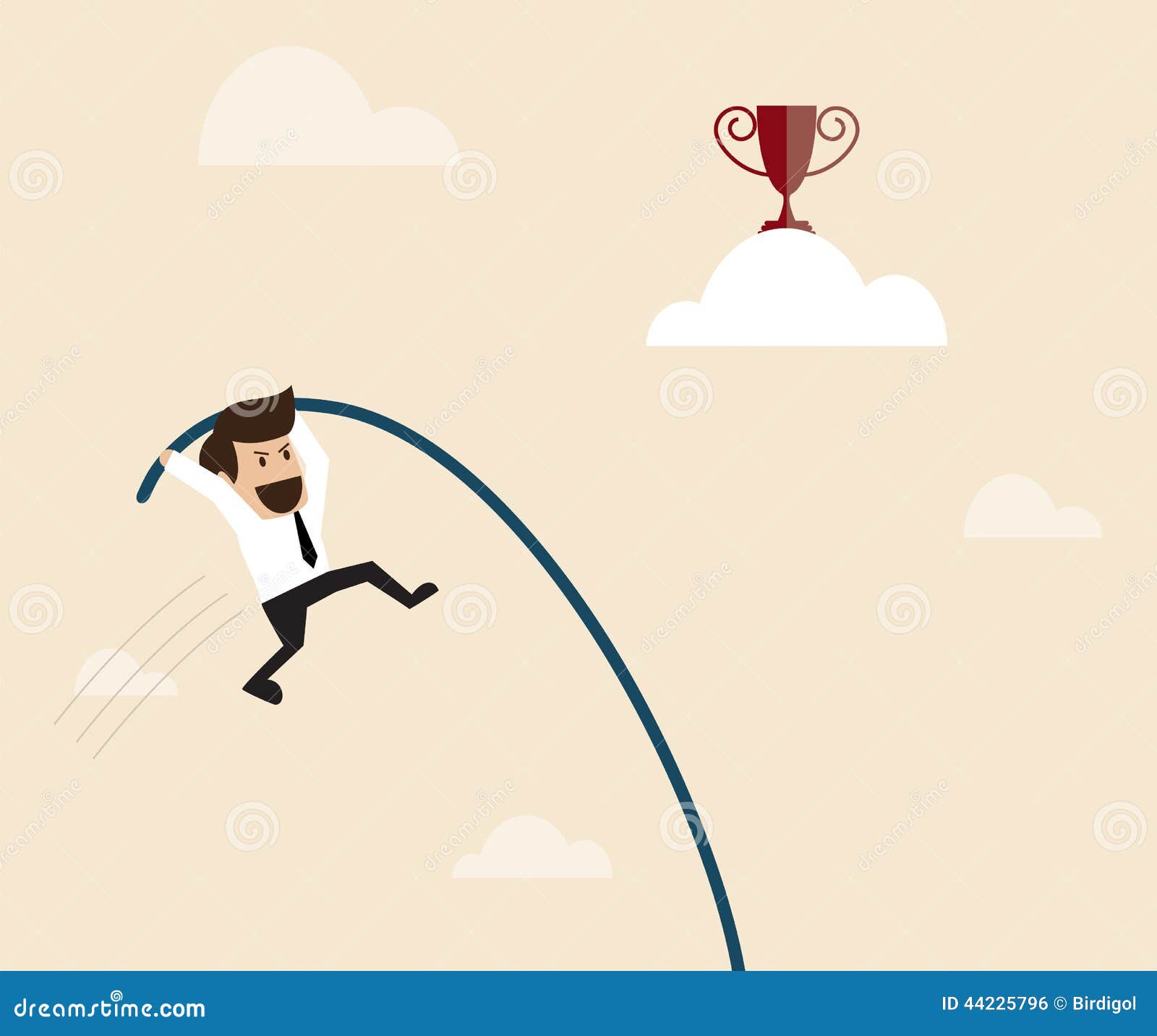 Businessman is Jumping with Pole Vault To the Target Stock Illustration ...