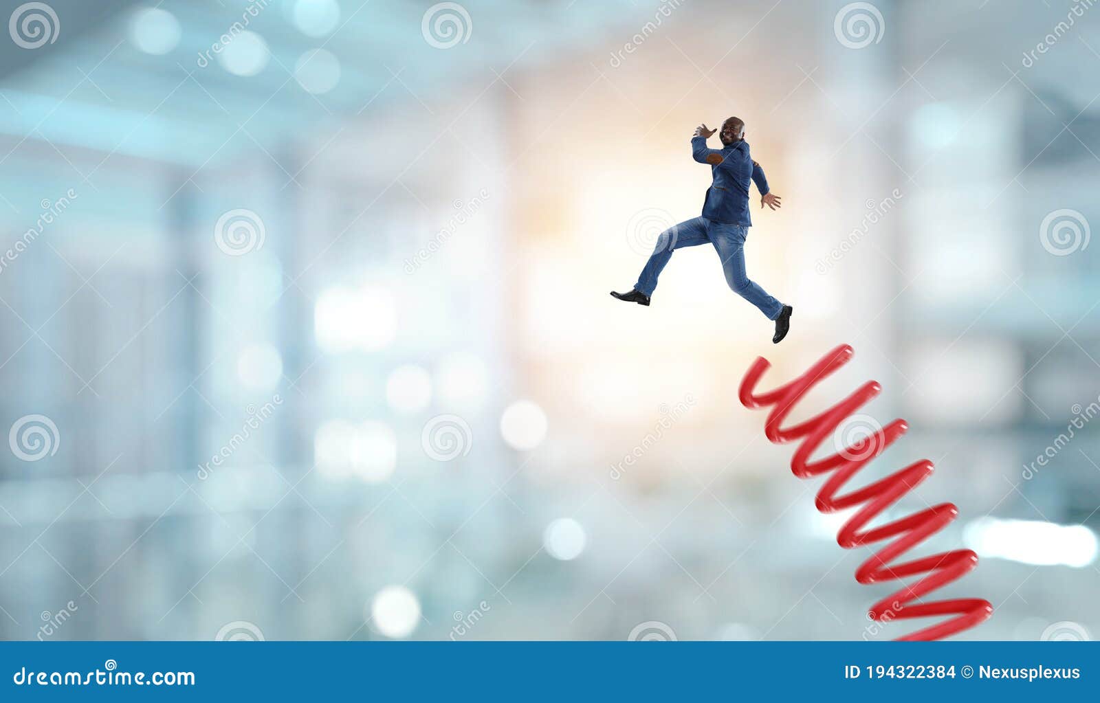 Businessman Jumping on Springboard . Mixed Media Stock Photo - Image of ...