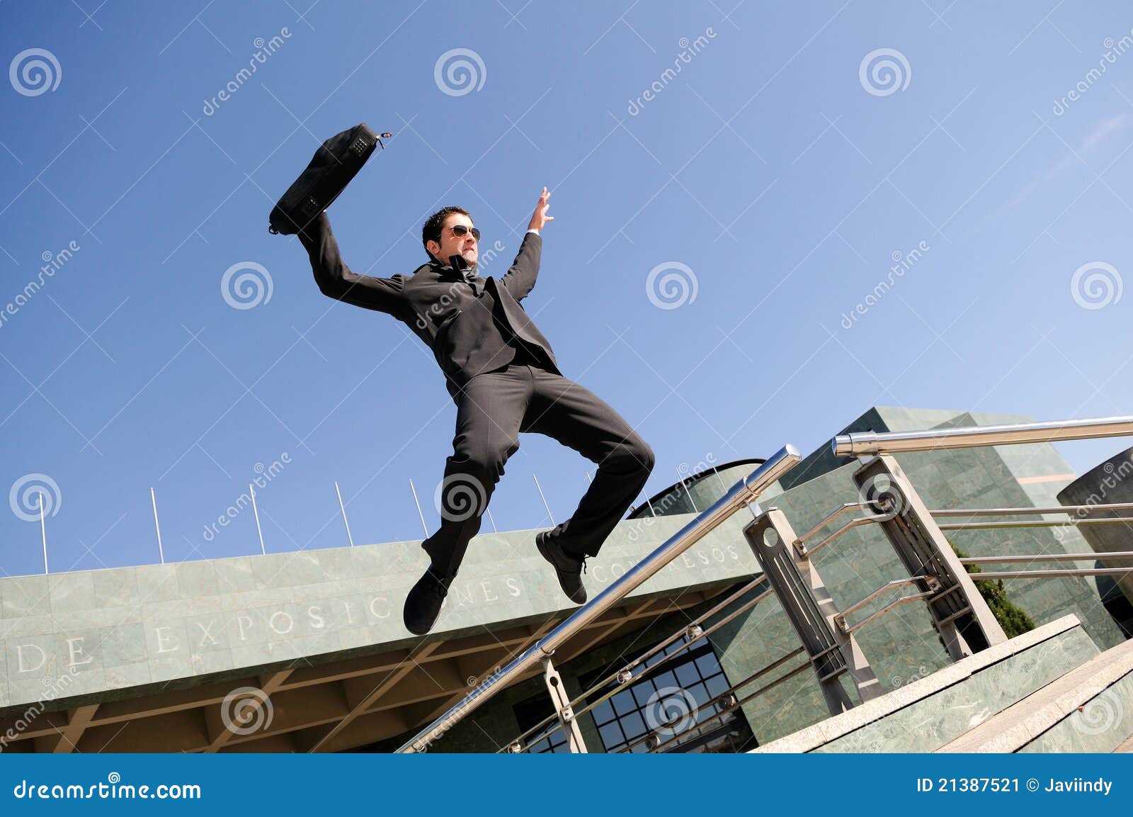 Businessman Jumping in the Street Stock Image - Image of success, work ...