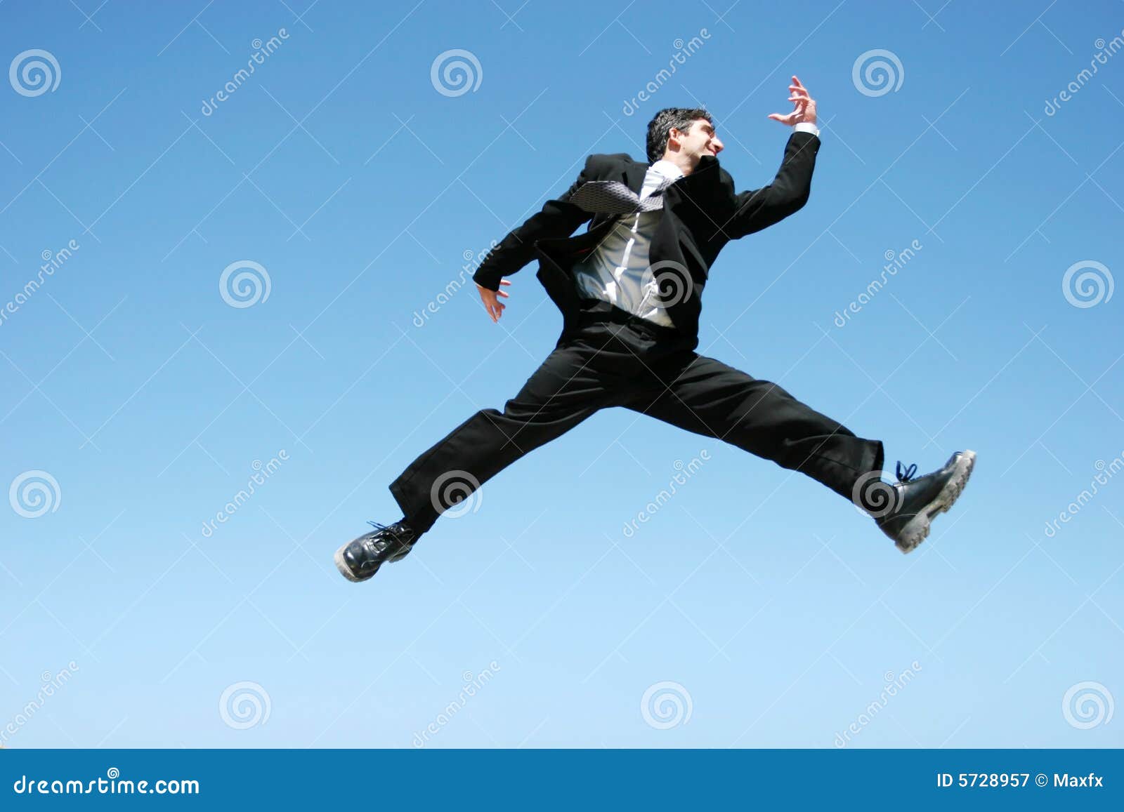 Businessman Jumping for Success Stock Image - Image of celebrating ...