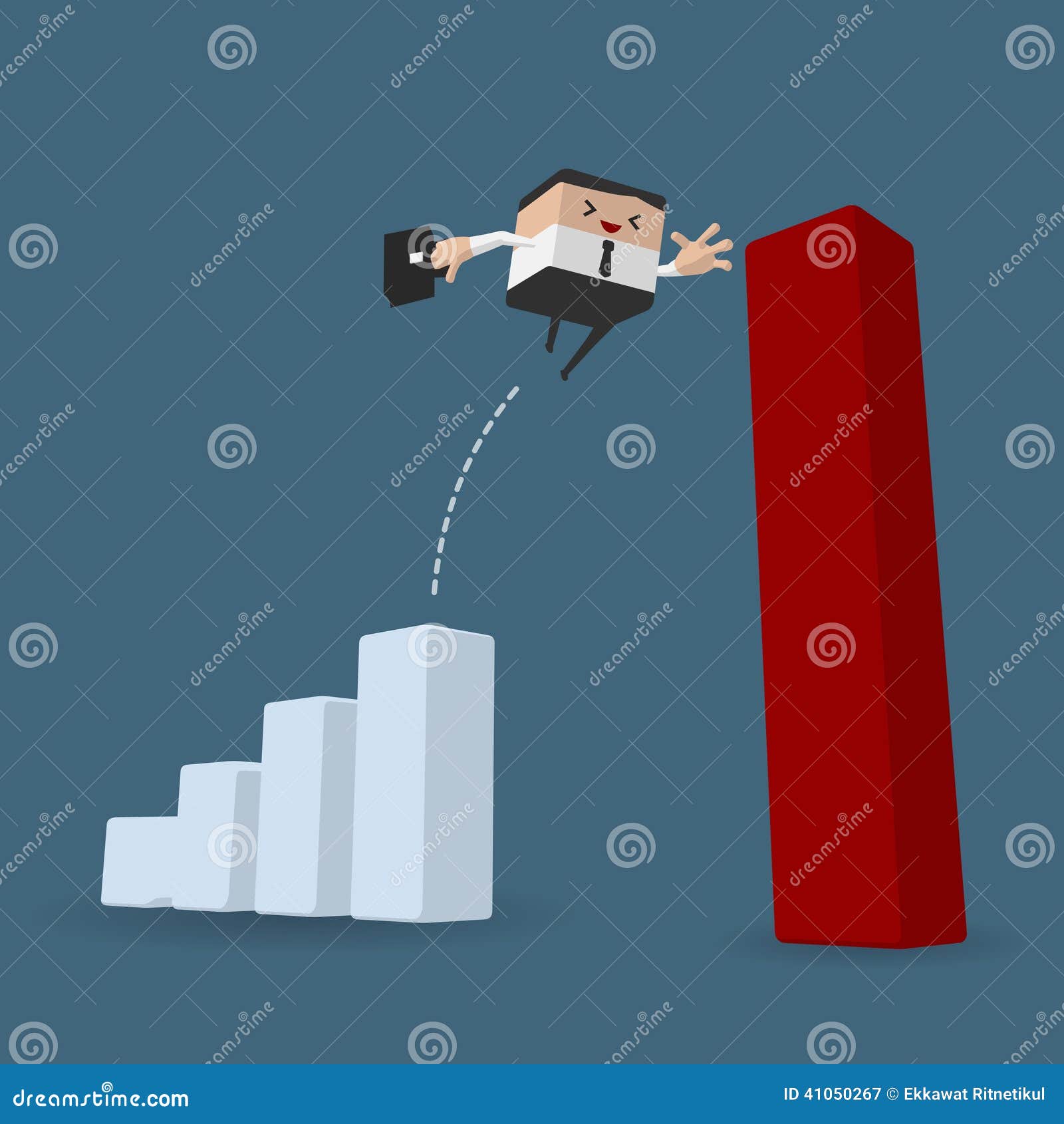 Businessman Jumping To Next Step Stock Vector - Illustration of flying ...