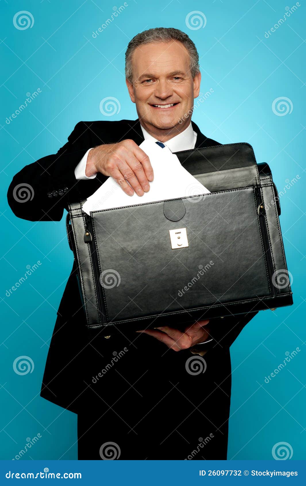 Businessman Keeping Documents Safely Stock Photo - Image of gradient ...