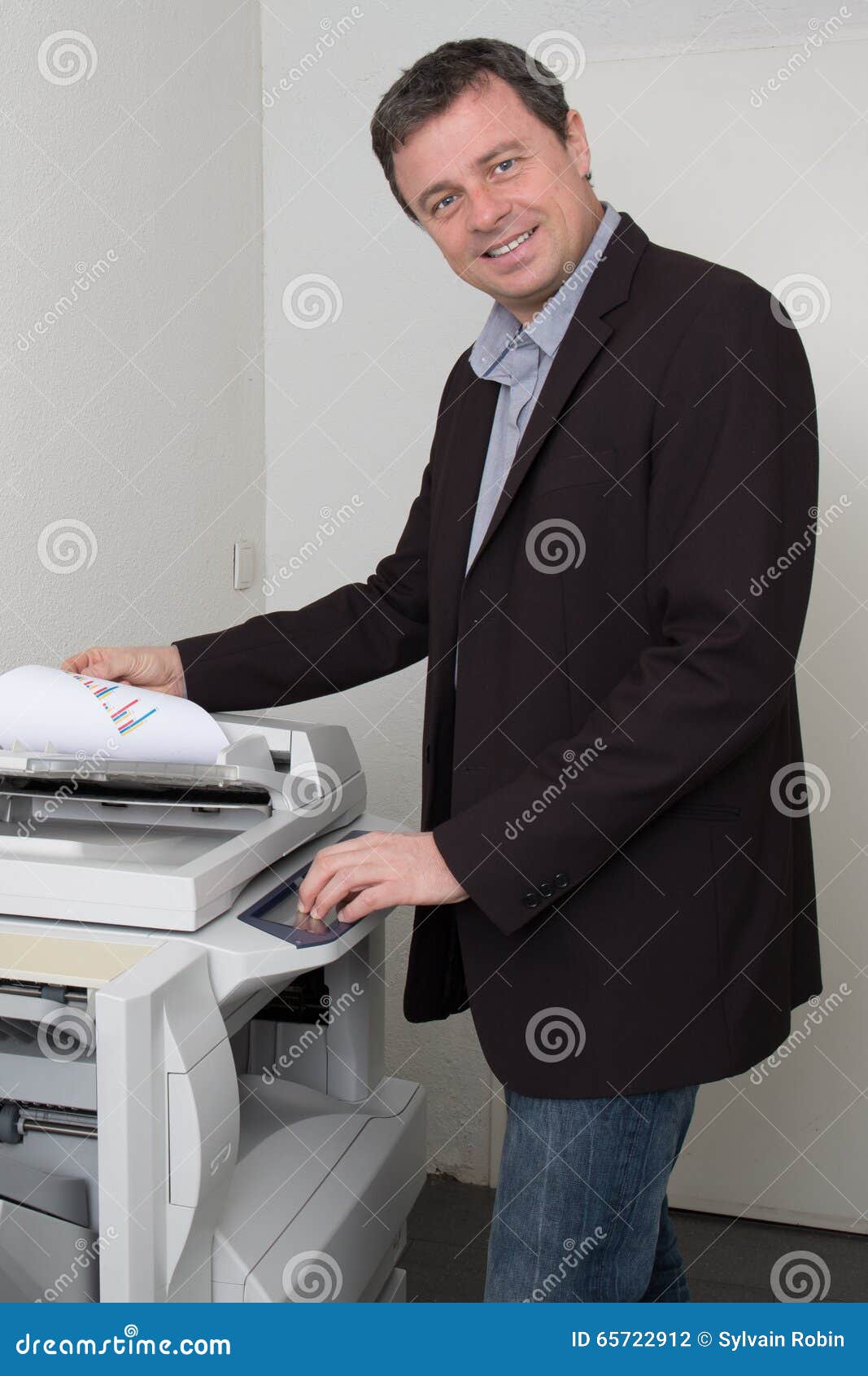 Businessman Keeping Paper on Photocopy Machine Stock Photo - Image of ...